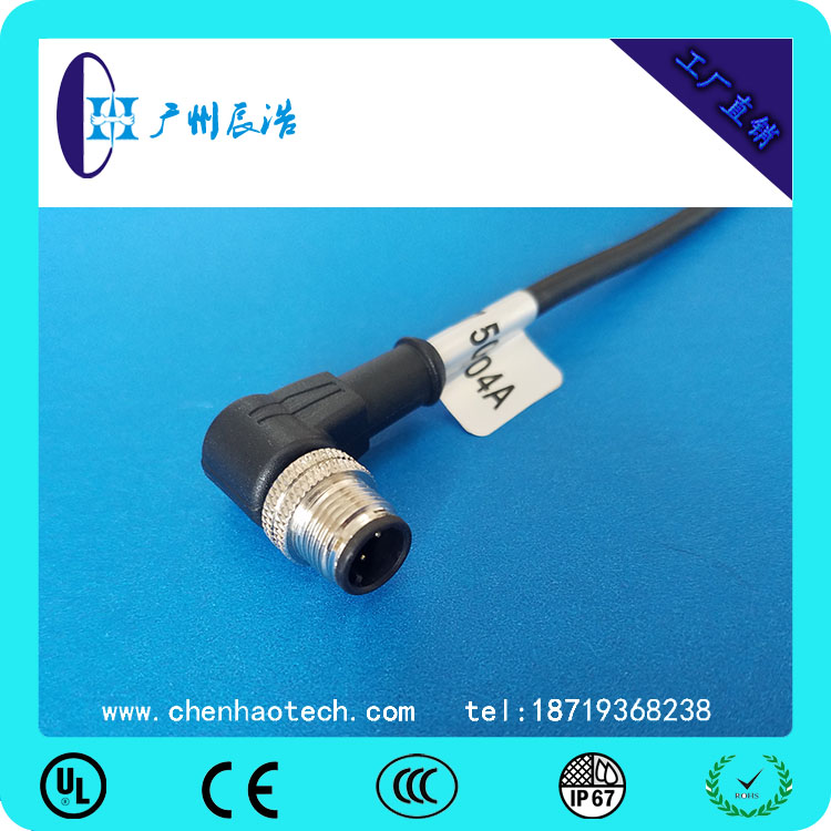 M12连接线(3P 4P 5P 8P 12P)90度弯头-M12系列-广州辰浩电子科技有限公司